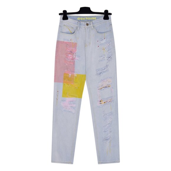 drew house | Jeans | Drew House Teddy Bear Inksplashed Hole Jeans ...